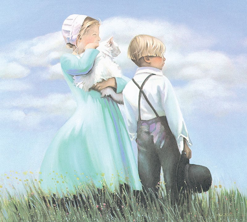 Amish Children, Oil Painting, Vintage Nancy Noel Art Print, Amish Art ...
