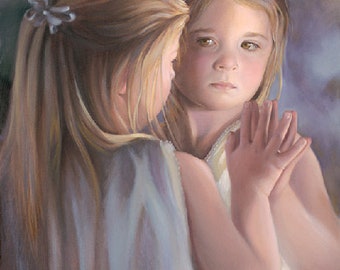 Bird and Butterfly - Oil Painting, Nancy Noel Art Print, Child Portrait ...