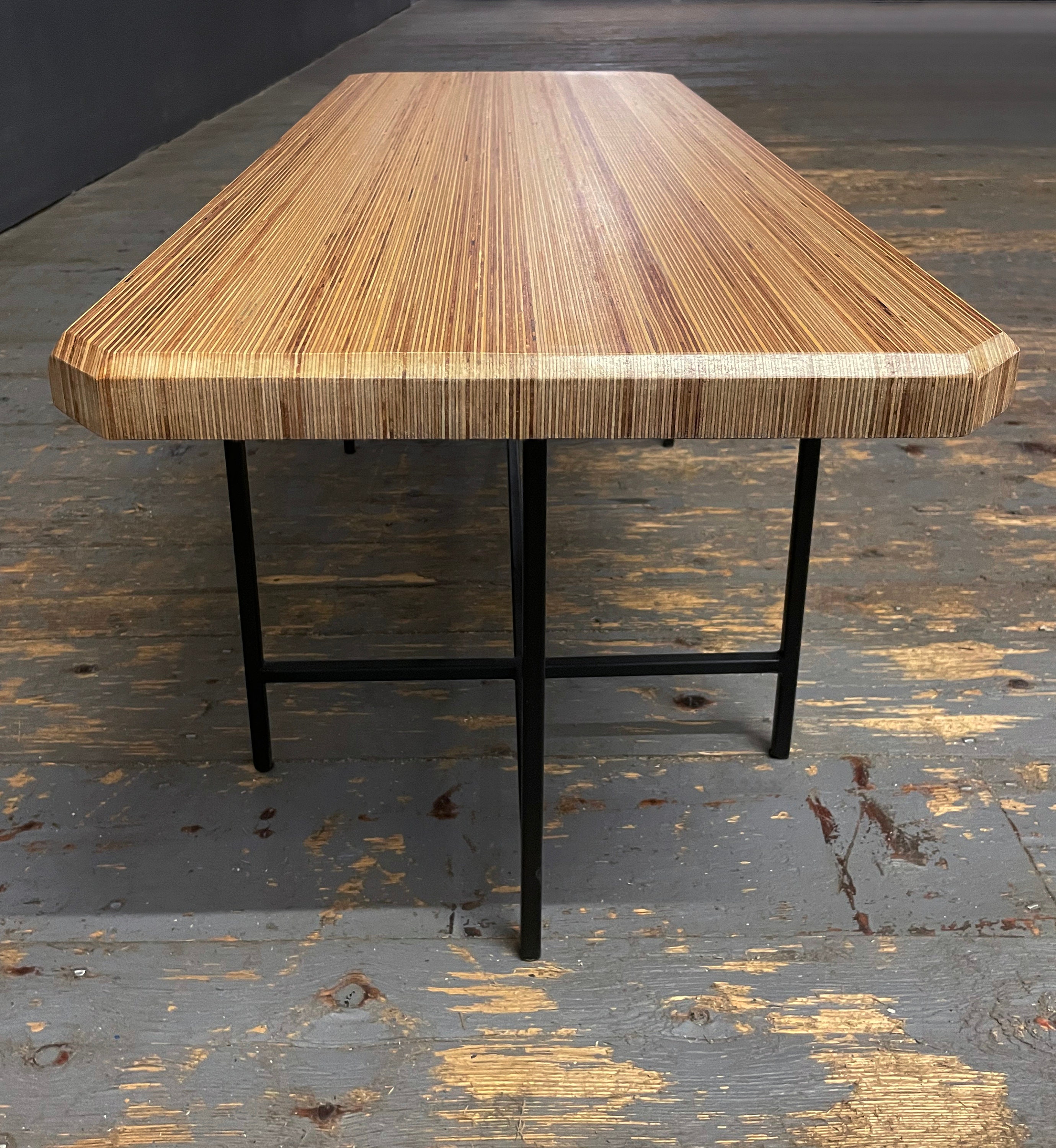 Bevelled End Grain Plywood Coffee Table / Black Steel Legs - Etsy