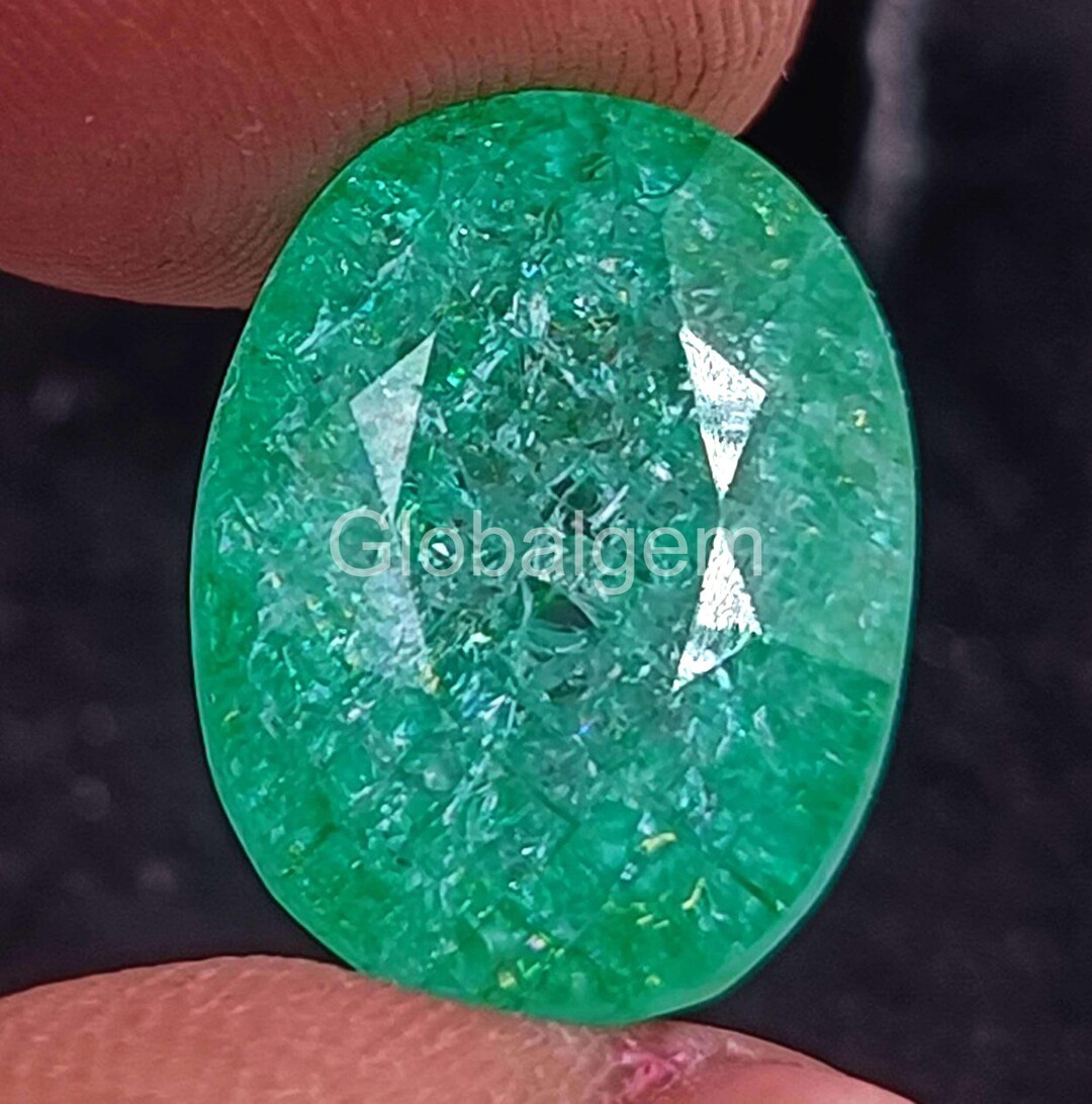 Green Emerald Natural Stone 14.10 Ct Oval Cut Certified Semi ...