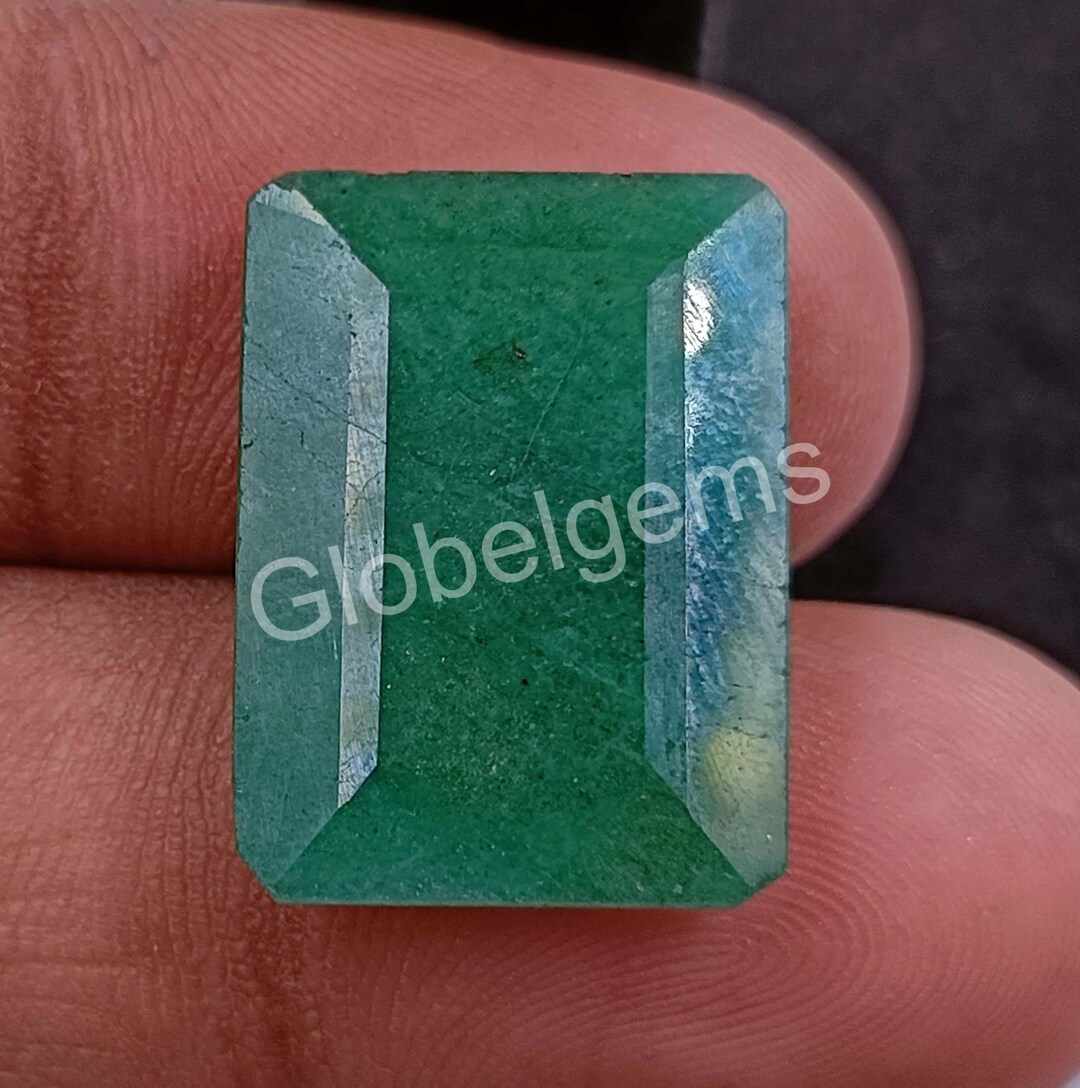 Green Emerald Natural Real Colombia Stone 15.35 Ct Faceted Emerald Cut ...