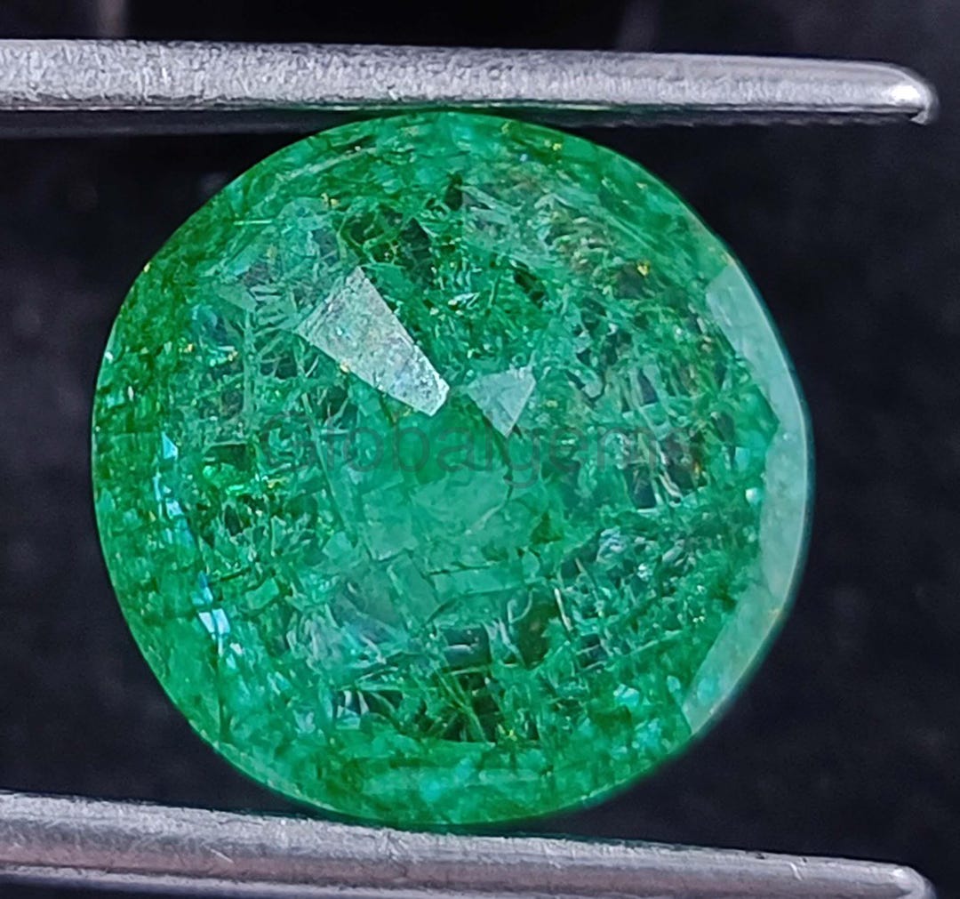 Green Emerald Natural Real Colombia Stone 14.60 Ct Faceted Round Cut ...