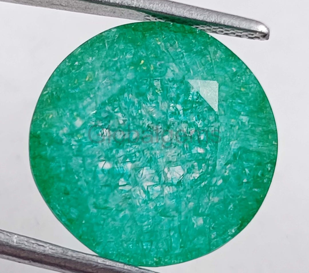 Green Emerald Natural Real Colombia Stone 18.80 Ct Faceted Round Cut ...