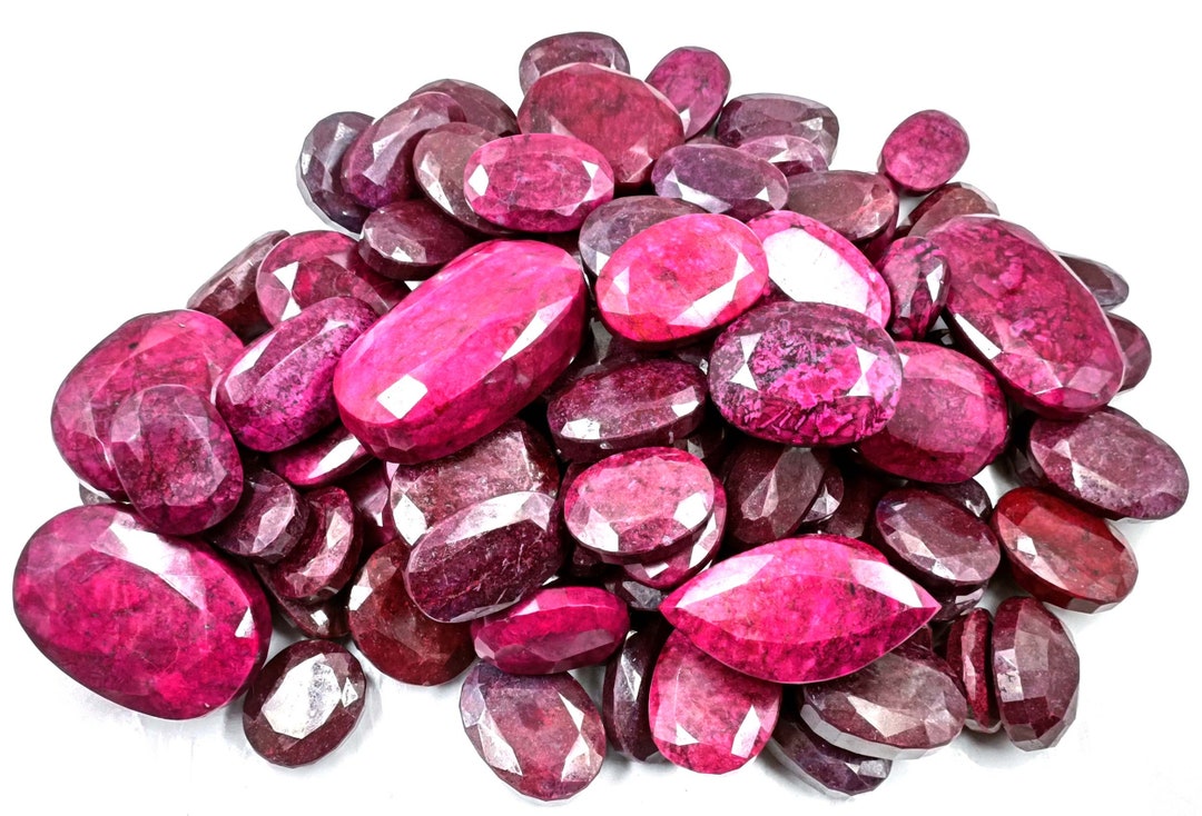 Ruby Natural Faceted Mix Cut Stone 5kg to 15KG LOT Certified Loose Gems ...