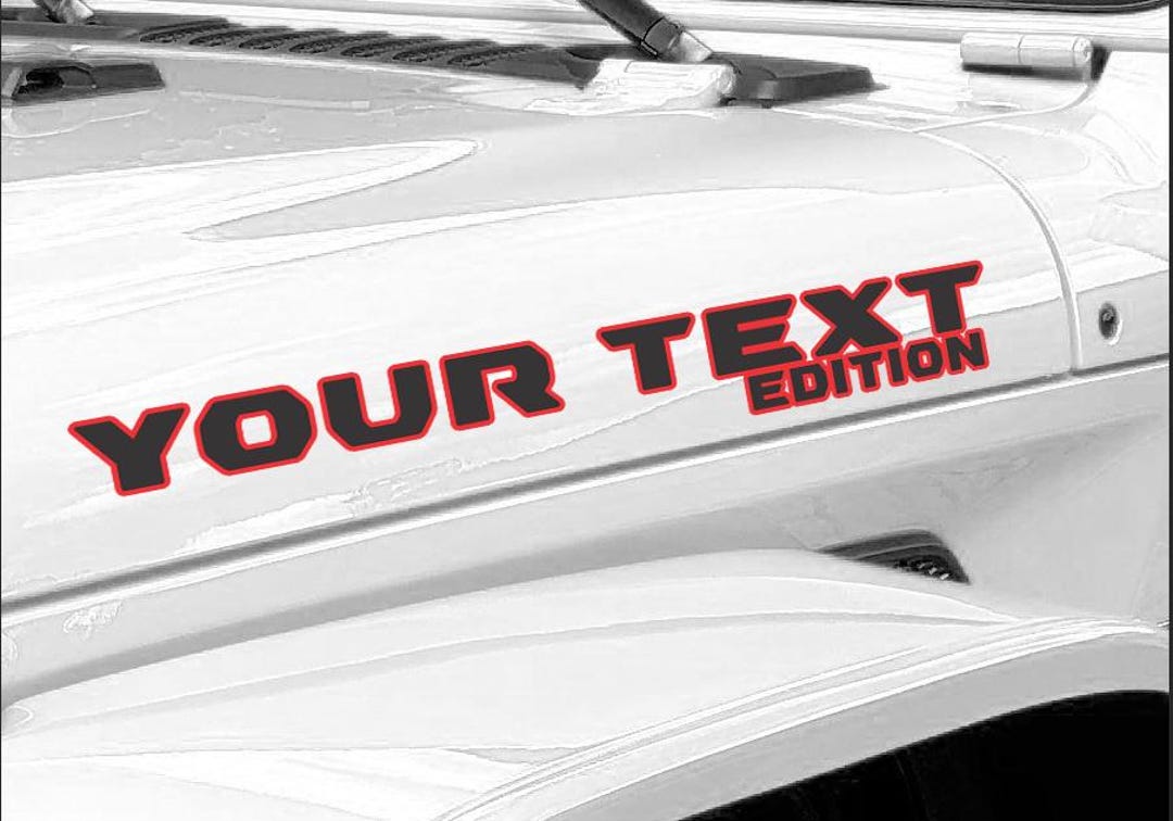 2 Color Custom Edition Text Hood Decals Fits Jeep Wrangler Jk Jl Tj Yj ...