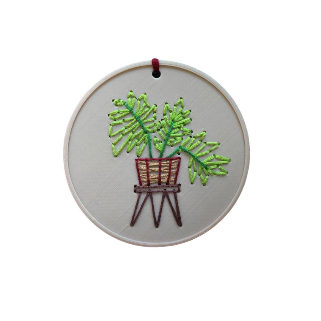 Hand Embroidered || Plant in Pot Embroidery Wall Art || Cotton Threads ...