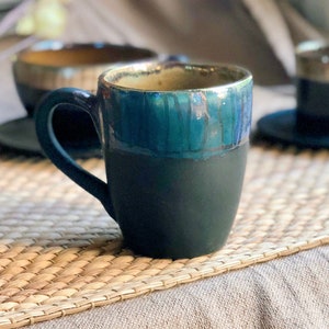 Black Abstract Art Mug With Multi-colored Glazing & Metallic - Etsy