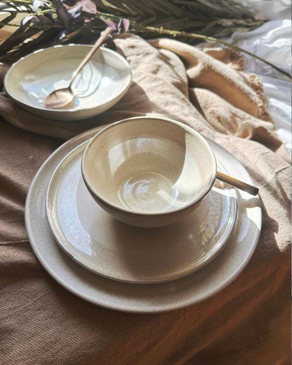 Beige & Pearly White Dinner Set | Handmade Ceramics | Artisan Handmade ...