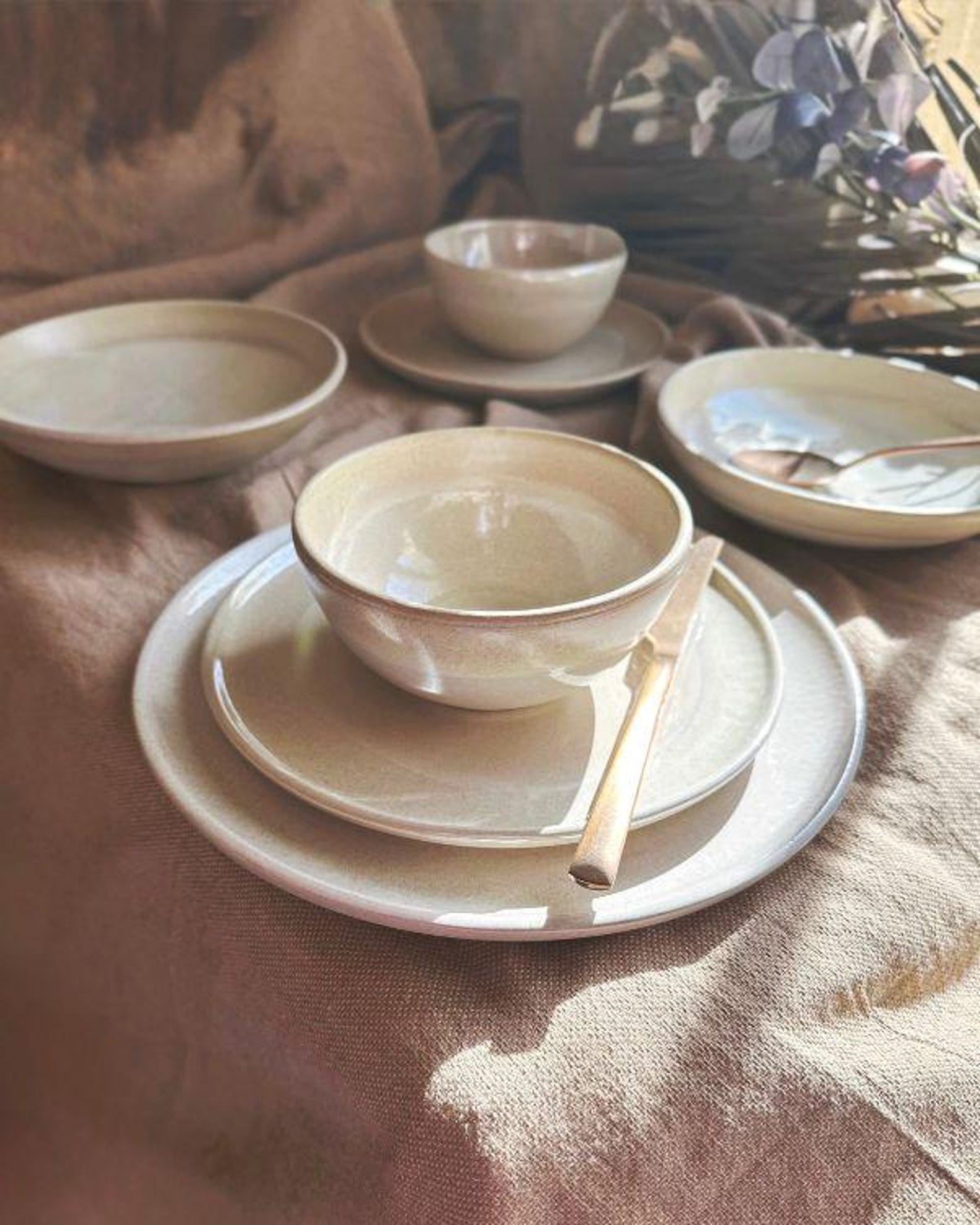 Beige & Pearly White Dinner Set | Handmade Ceramics | Artisan Handmade ...