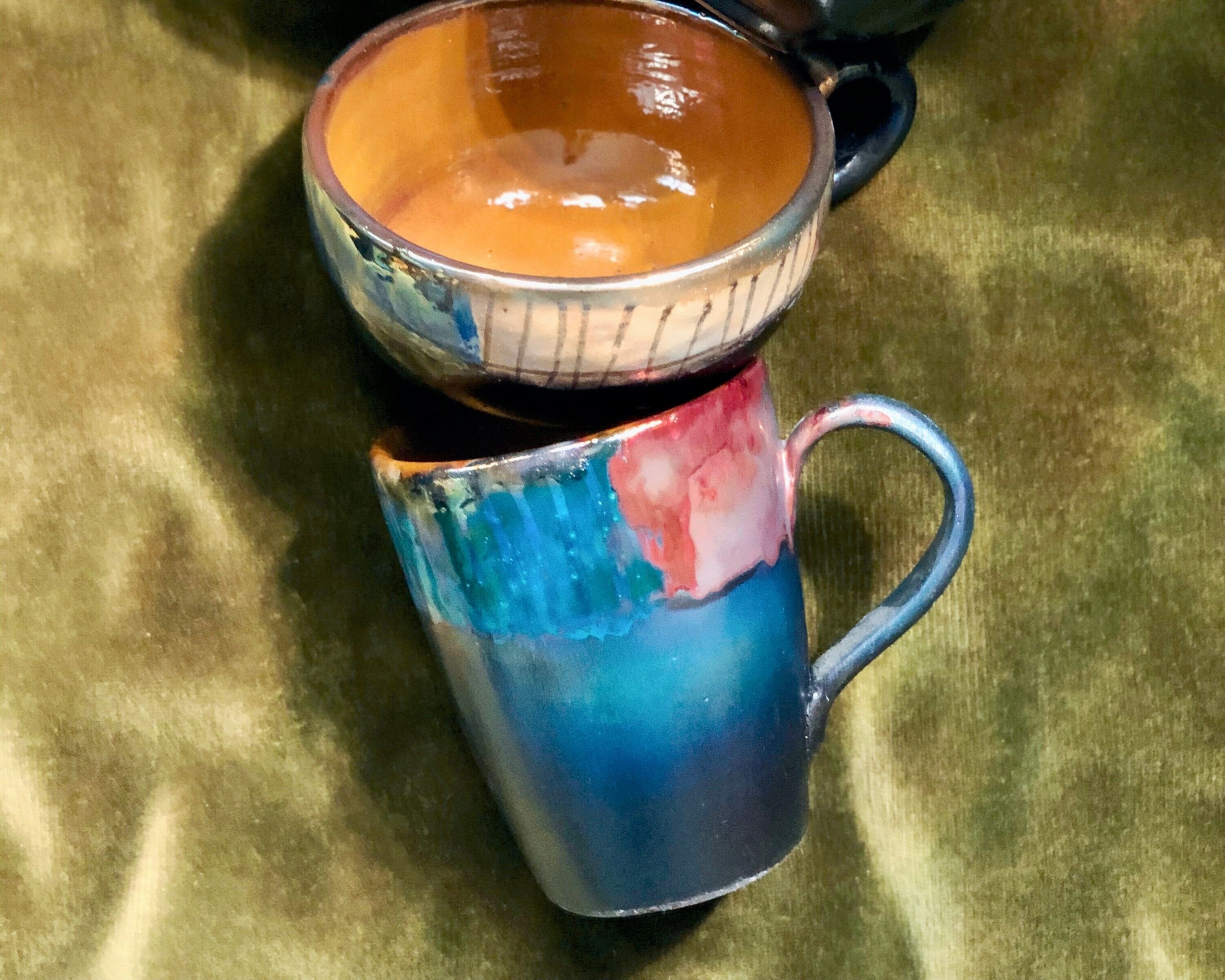 Black Art Mug | With Multi-colored Rim & Metallic Highlights ...
