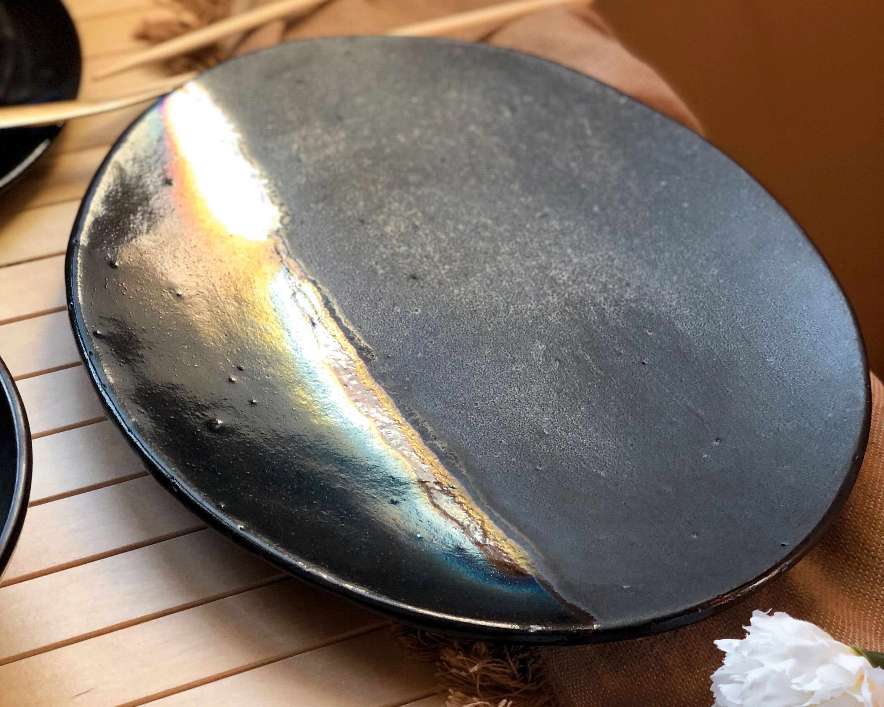 Black Serving Platter With Shades of Blue and Gold Metallic - Etsy