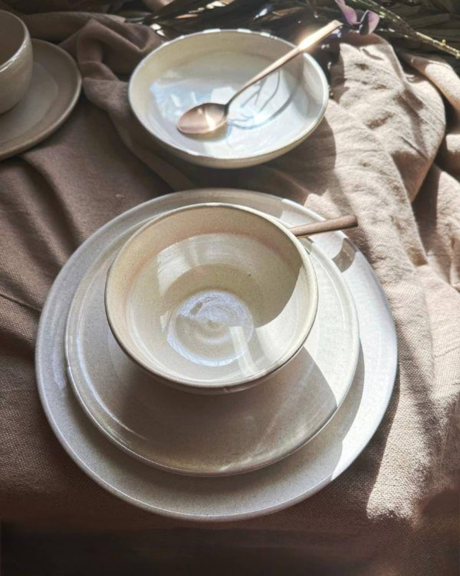 Beige & Pearly White Dinner Set | Handmade Ceramics | Artisan Handmade ...