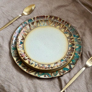 Dinner Set With Metallic Gold, Red, Teal Egyptian/oriental Motifs ...