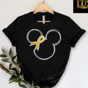 Disney Mickey Head Gold Ribbon Childhood Cancer Awareness Shirt,disney ...