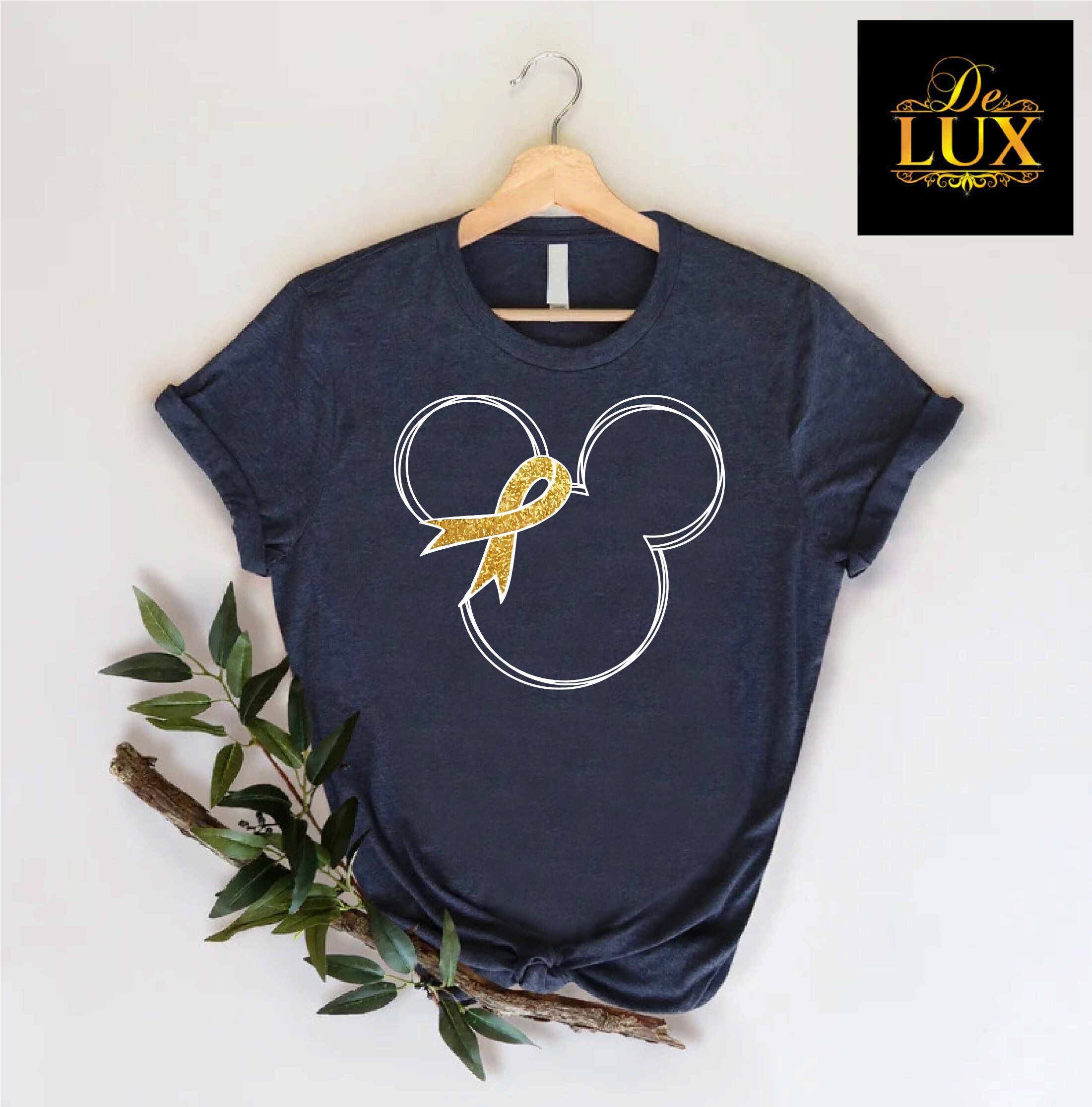 Disney Mickey Head Gold Ribbon Childhood Cancer Awareness Shirt,disney ...