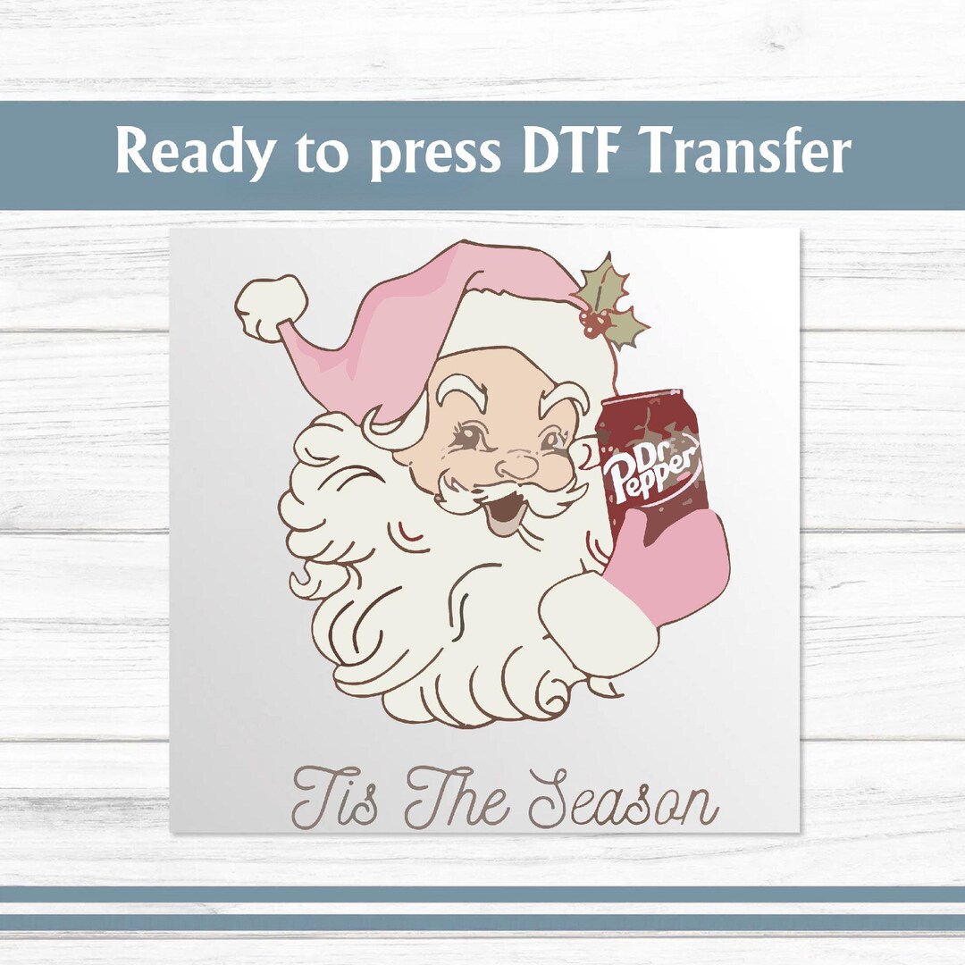 Santa Drinking Dr Pepper DTF Print, Retro Santa Heat Transfer ...