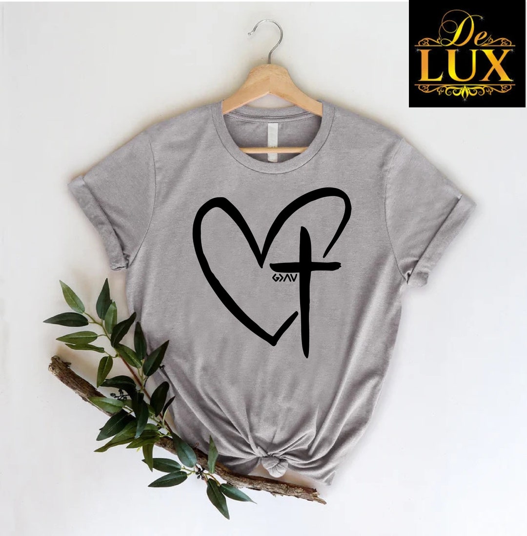 Heart Cross Tshirt, Christian T-shirts, Religious Shirt for Women ...