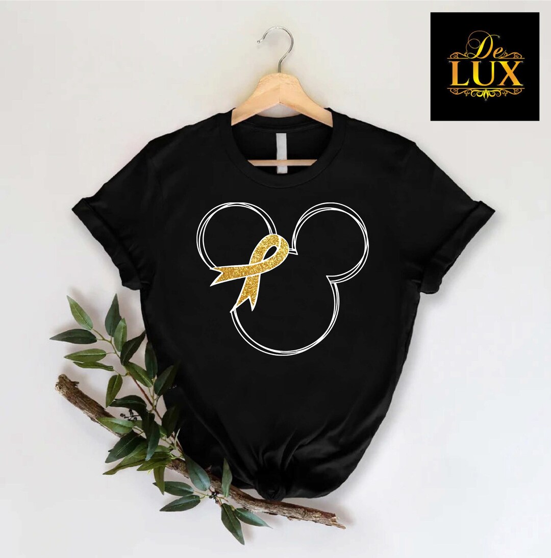 Disney Mickey Head Gold Ribbon Childhood Cancer Awareness Shirt,disney ...