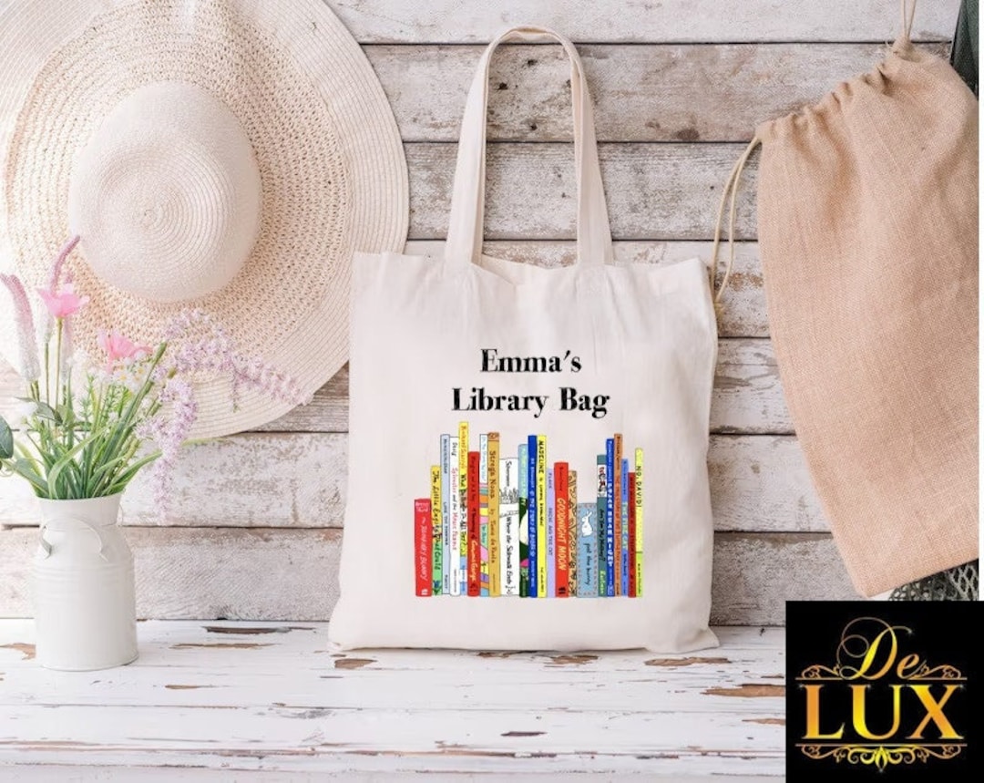 Library Tote Bag, Personalized Book Bag, Custom Books Tote Bag, Library ...