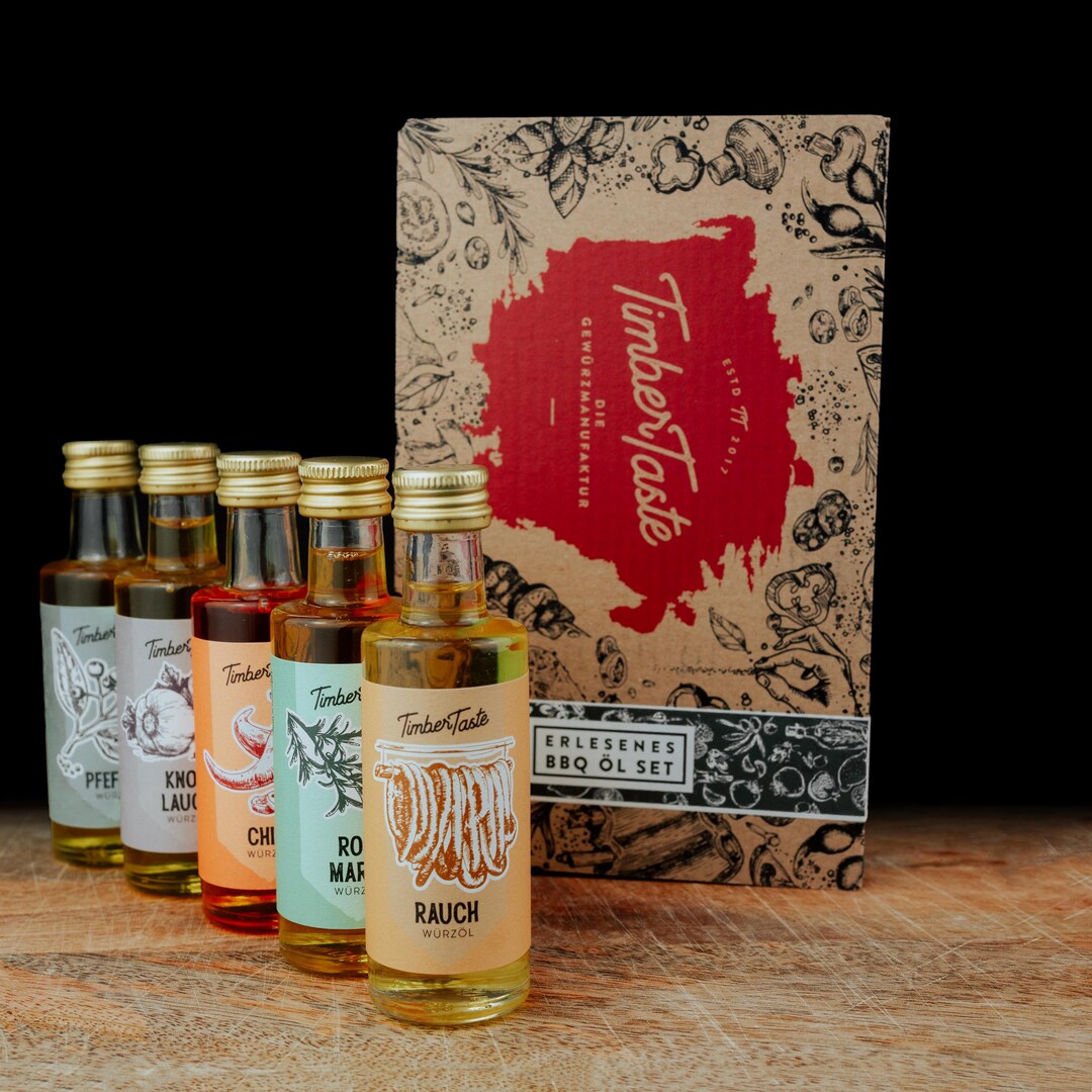 BBQ Oil Gift Set for Men and Grill Masters | 5 High-quality Oils for ...