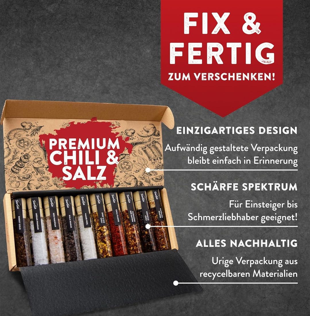 Chili & Salt Gift Set for Men and Women 10-pack Combo 5 Hot Chili ...