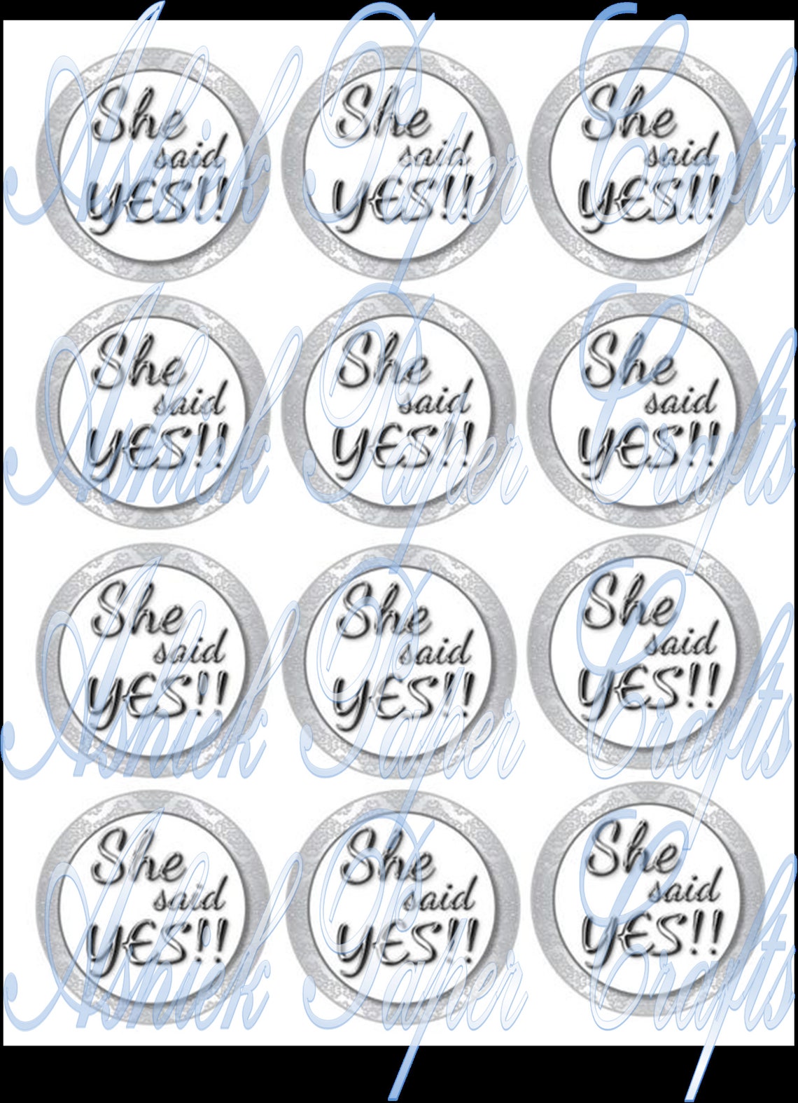 Printable She Said Yes Cupcake Toppers / Bridal Shower / Engagement ...