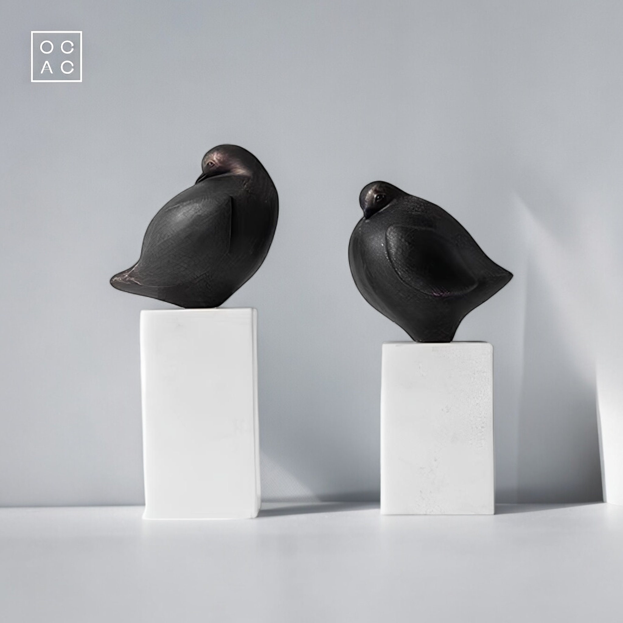 Raven Bird Figurine, Black Bird Statue, Modern Animal Sculpture Decor ...