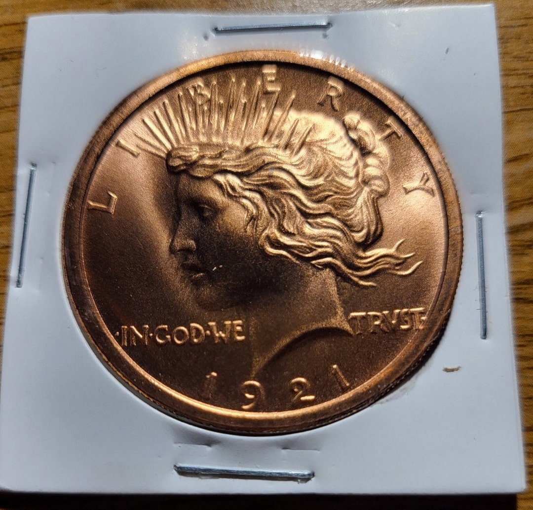 2021-1921 US 1 Oz Liberty 1 Dollar .999 Copper Bullion Round Coin ...