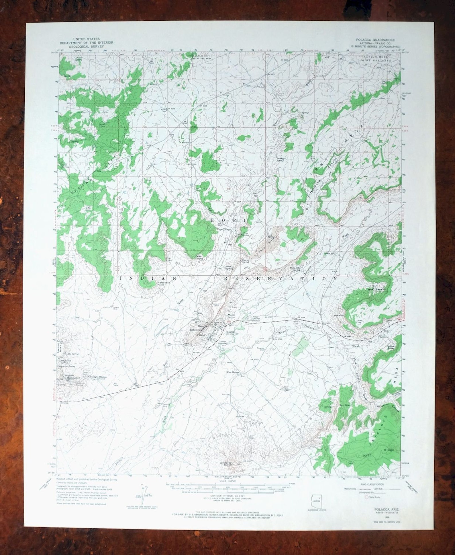 Hopi First Mesa Polacca Arizona Vintage Original USGS Topographic Map ...