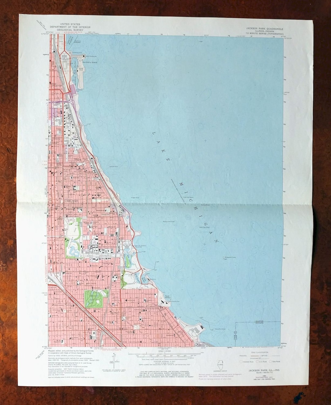 Jackson Park Illinois Vintage Original USGS Topo Map 1972 Chicago 7.5 ...