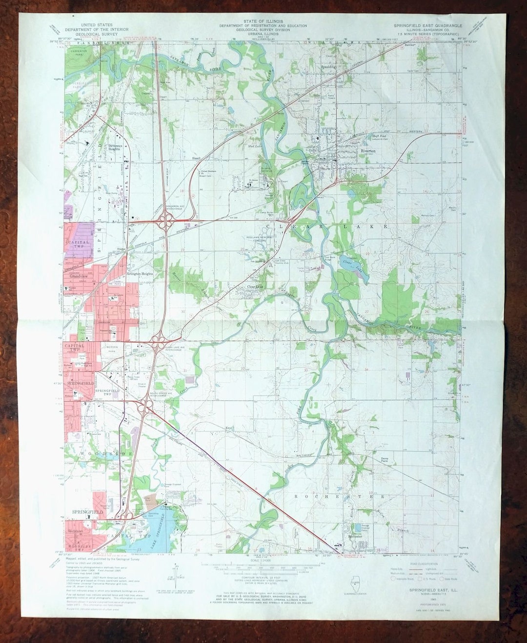 Springfield East Illinois Vintage Original USGS Topo Map 1971 - Etsy