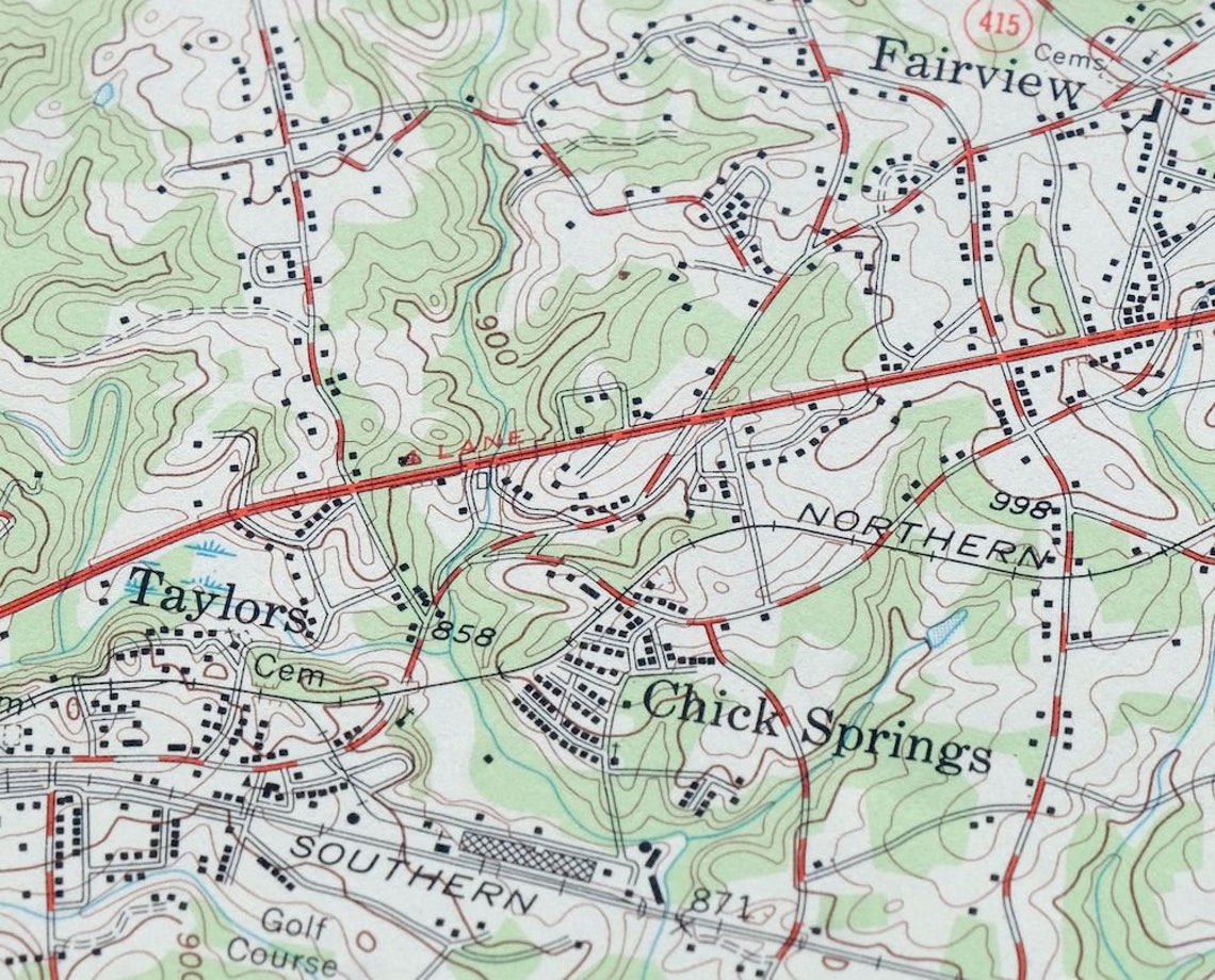 Greenville South Carolina Vintage Original USGS Topographic | Etsy