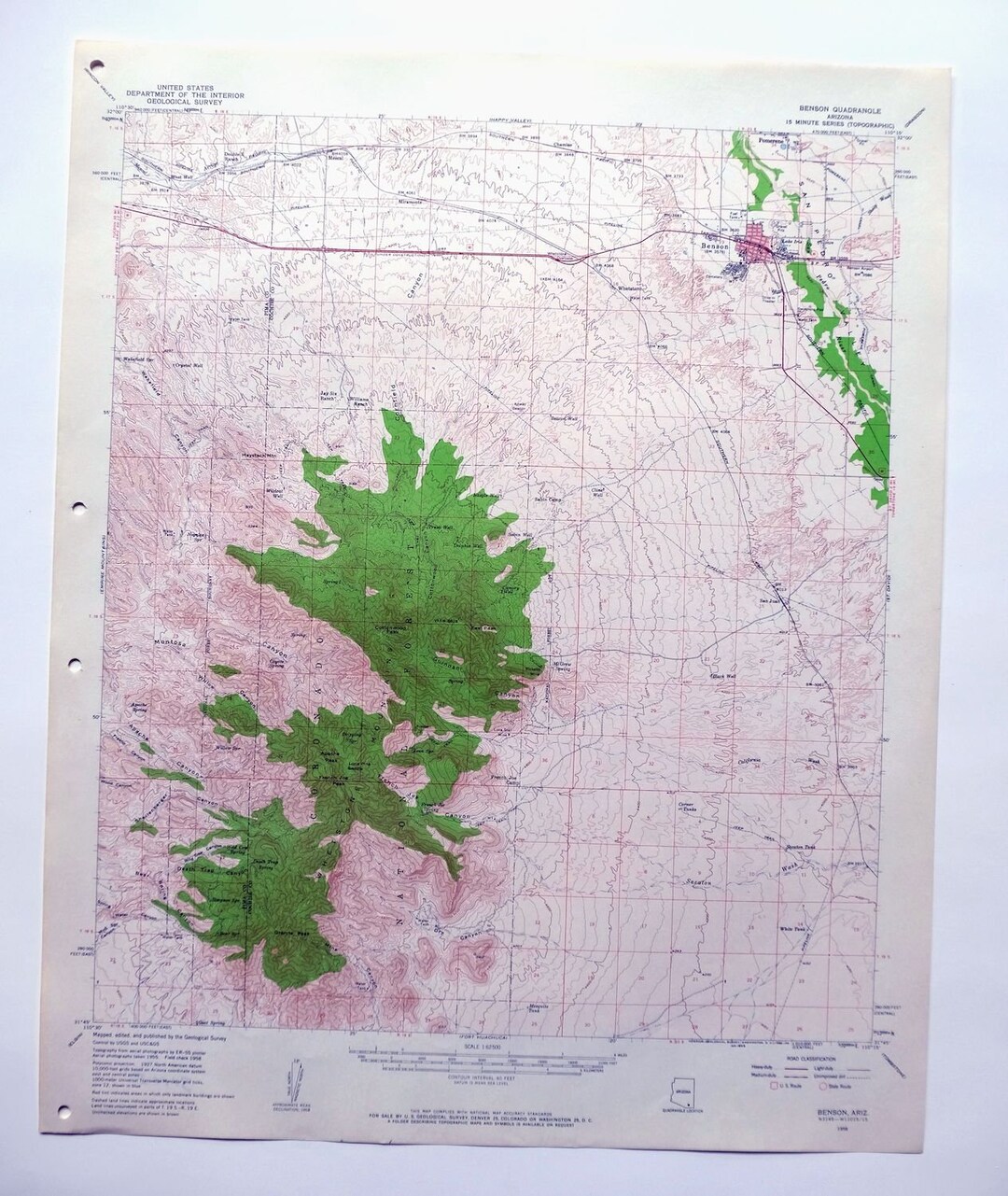 Benson Arizona Vintage Original USGS Topo Map 1958 St. David - Etsy