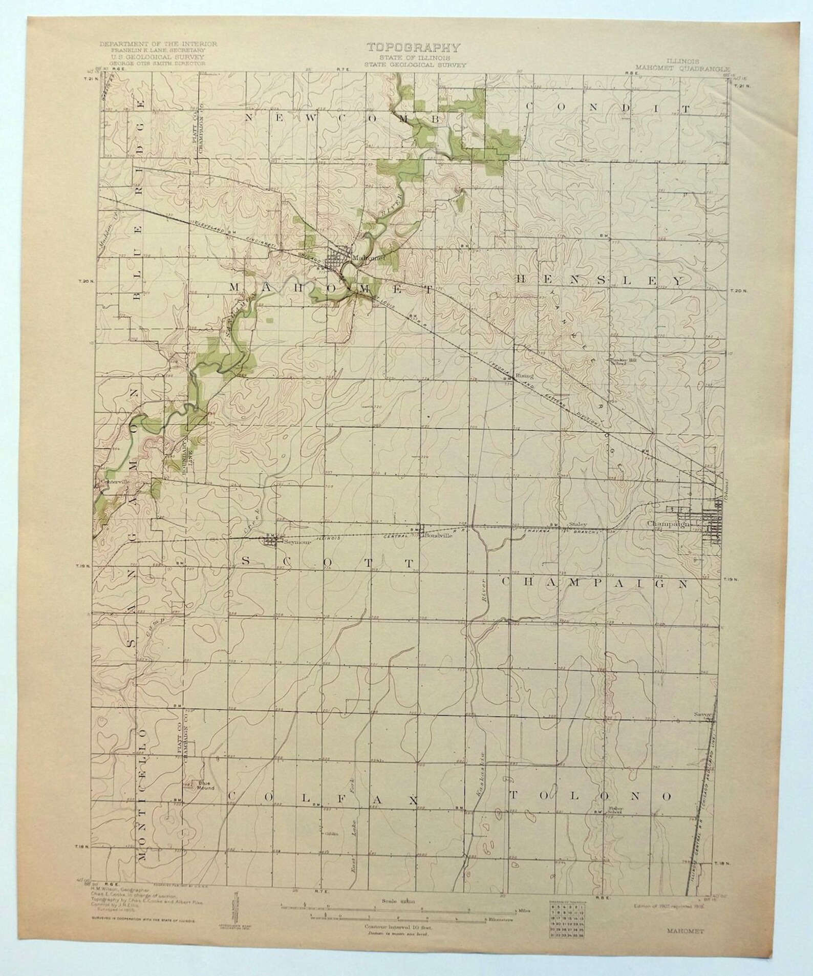 Mahomet Illinois Historical Antique Original USGS Topo Map | Etsy