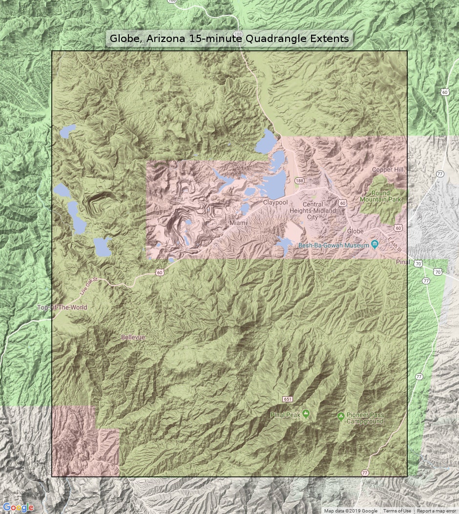 Globe Pinal Mountains Central Heights-Midland City Arizona Vintage ...