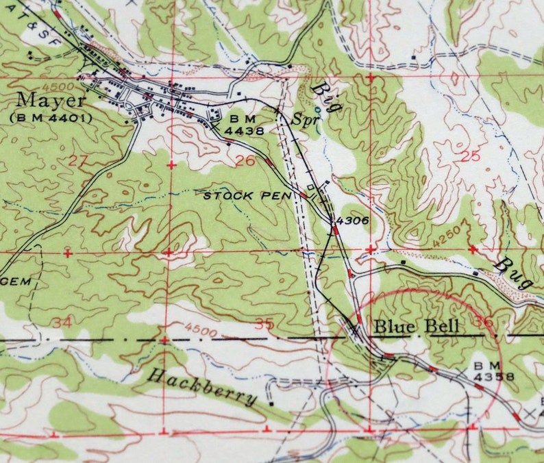 Mayer Arizona Vintage Original USGS Topo Map 1947 - Etsy