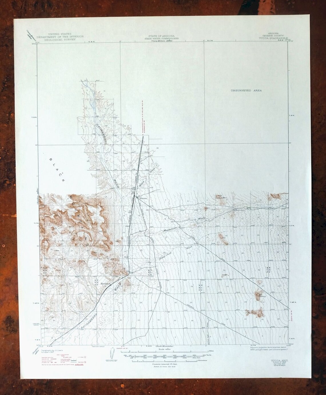 Yucca Black Mountains Sacramento Wash Arizona Vintage Original USGS ...