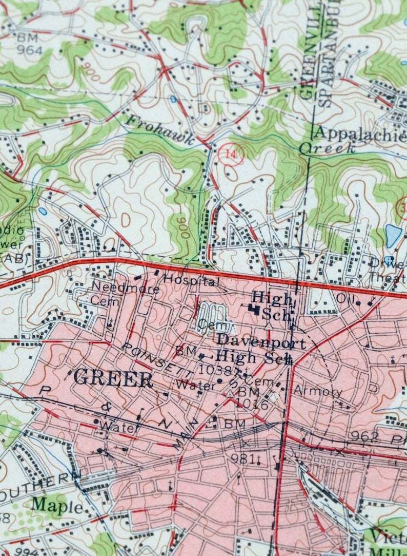 Greer South Carolina Vintage Original USGS Topo Map 1957 | Etsy