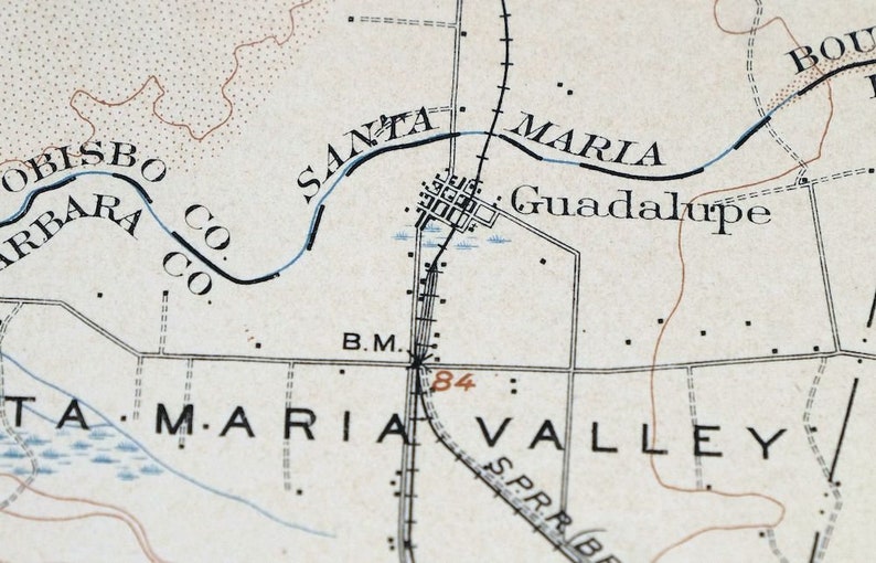 1905 Guadalupe California Historical Rare Antique Original USGS Topo ...