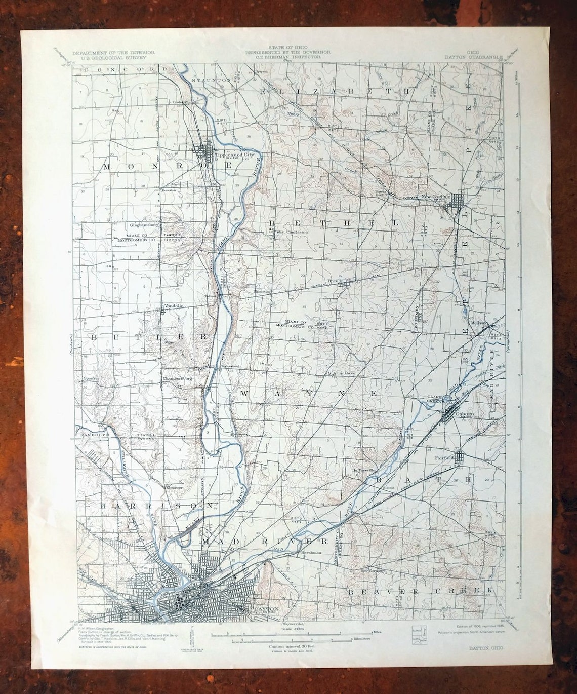 Dayton Tipp City Vandalia Ohio Vintage Original USGS Topo Map | Etsy