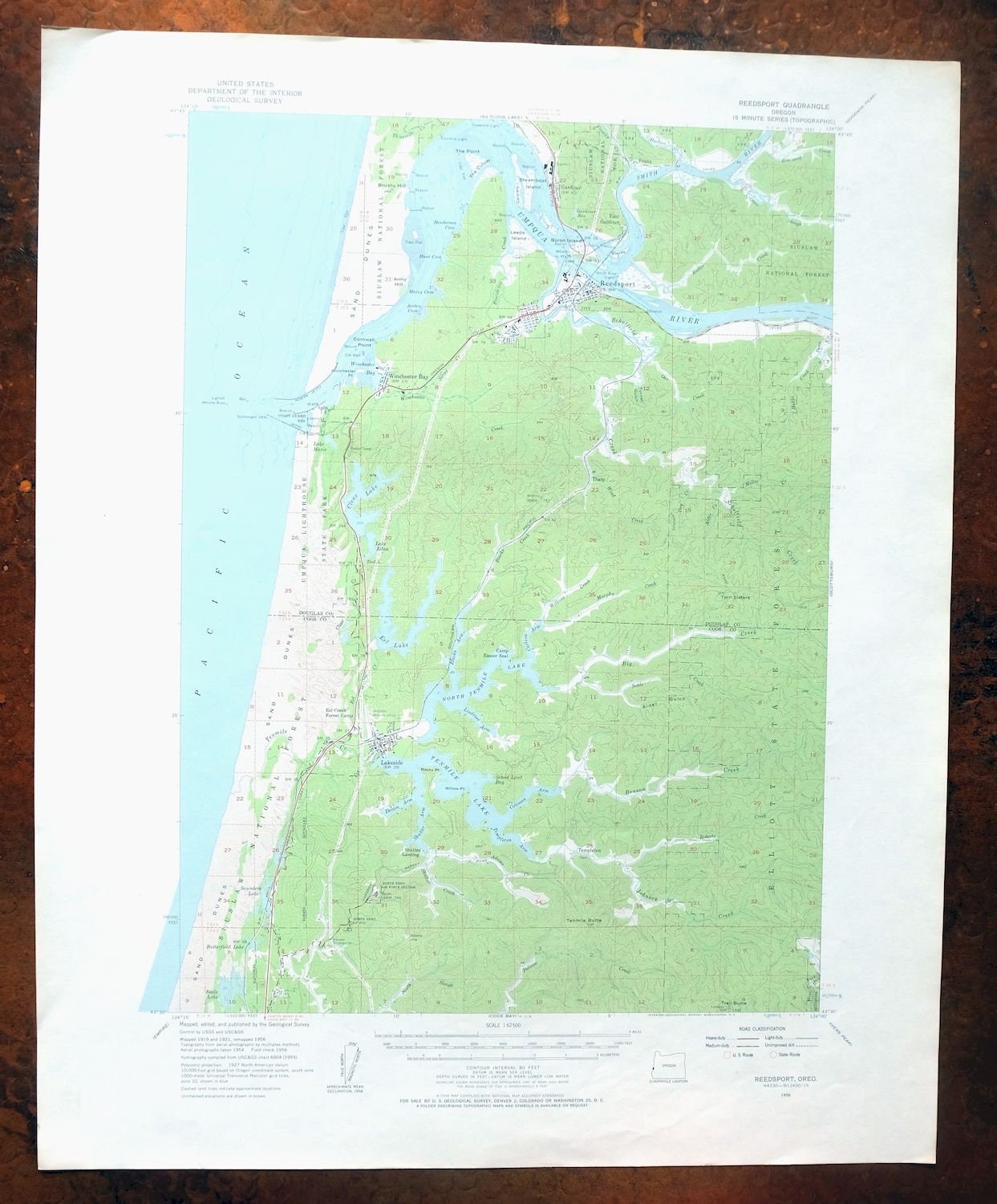 1956 Reedsport Lakeside Saunders Lake Oregon Vintage Original | Etsy