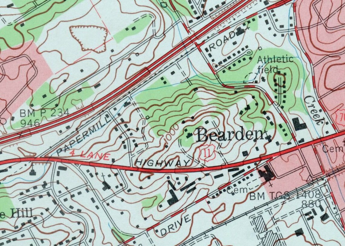 Bearden Cedar Bluff Amherst Tennessee Vintage Original USGS Topo Map ...