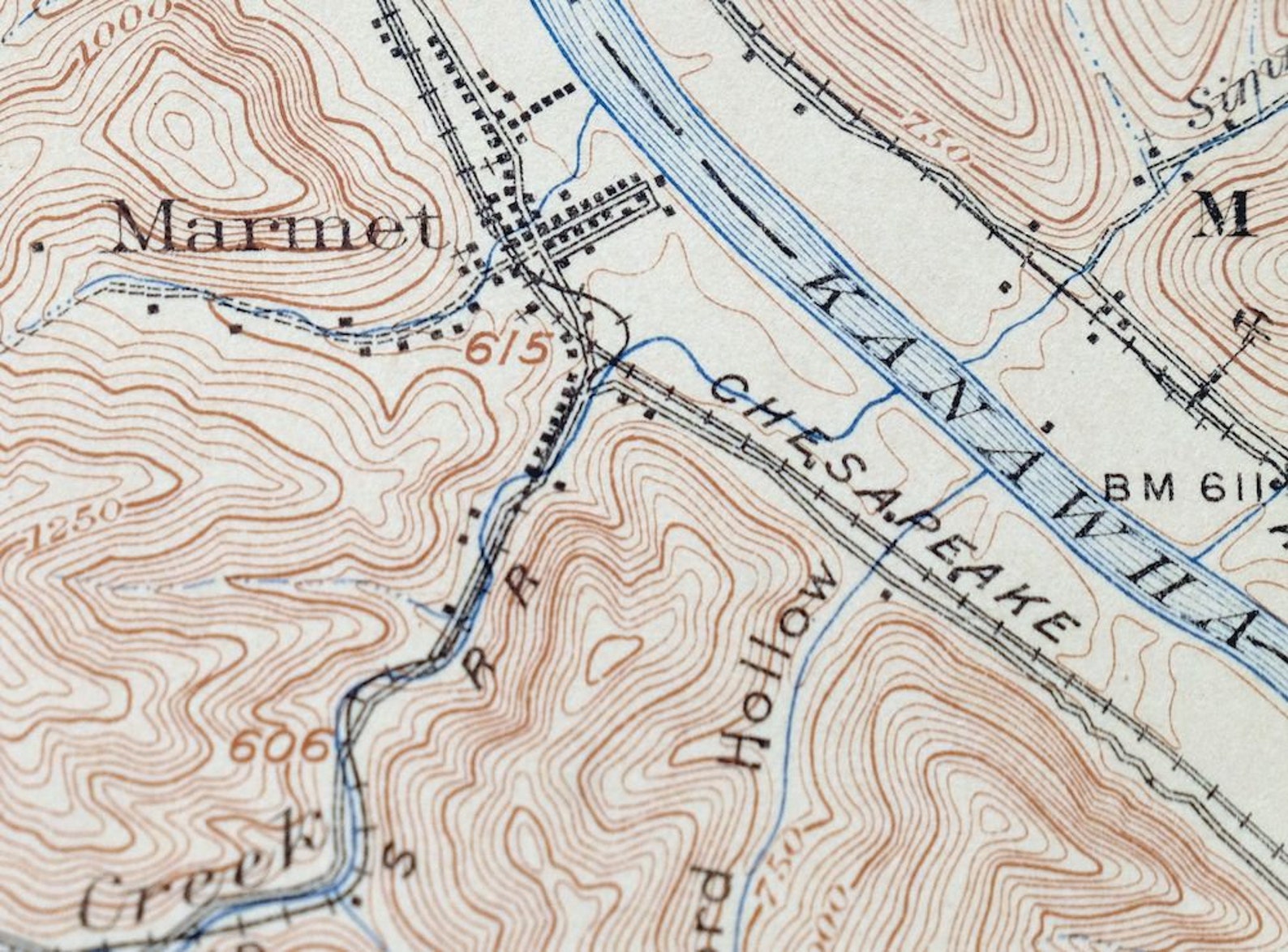 1911 Peytona Marmet West Virginia Histórico Antigüedad Original USGS ...