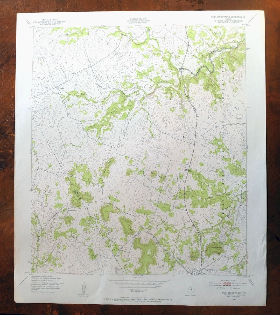 Fort Hood Twin Mountains Topsey Texas Vintage Original USGS Army COE ...