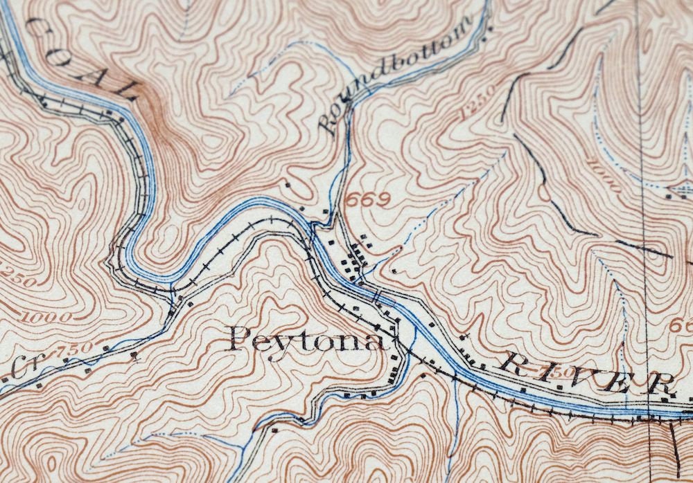1911 Peytona Marmet West Virginia Histórico Antigüedad Original USGS ...
