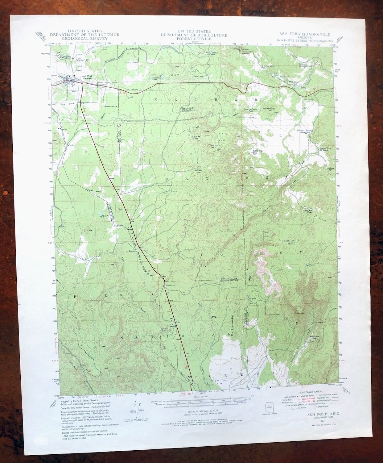 Ash Fork Kaibab NF Prescott Arizona Vintage Original USGS Topo - Etsy