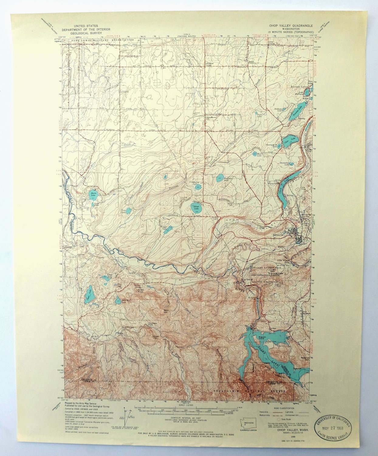 Ohop Valley Washington Vintage Original USGS Topographic Map 1959 ...