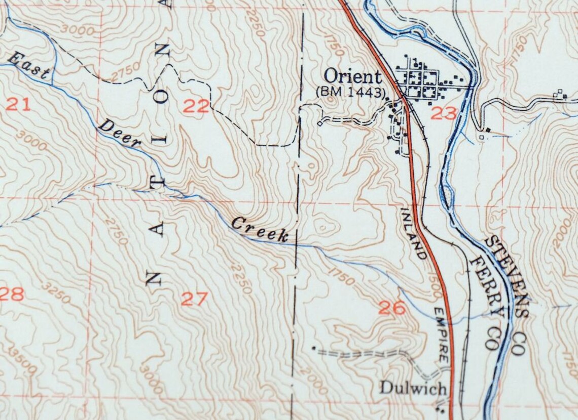 1951 Orient Washington Vintage Original USGS Topo Map Colville - Etsy