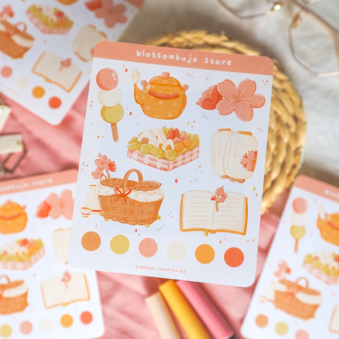 Hanami Memories Sticker Sheet: Food & Sakura Planner Stickers - Etsy