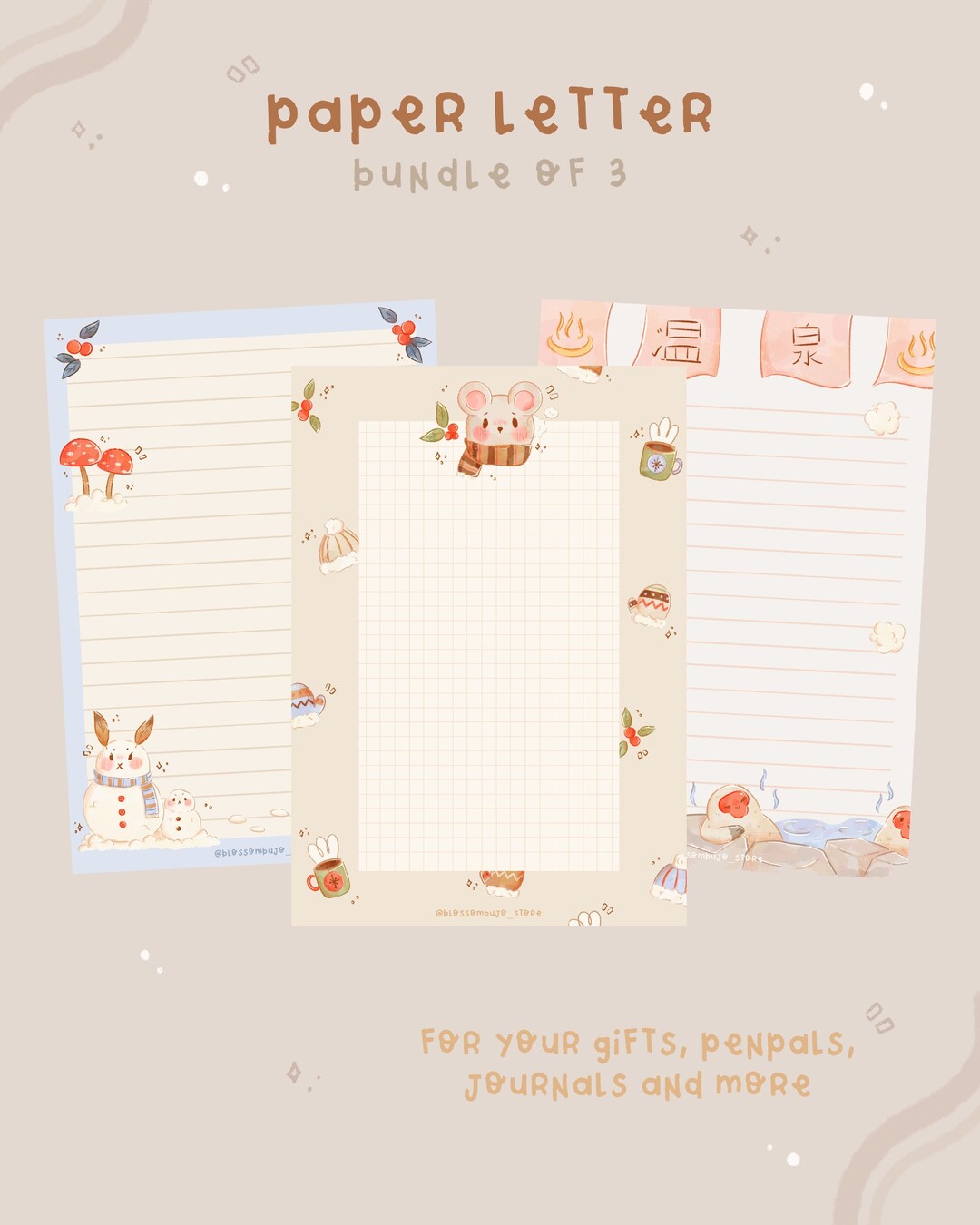Winter Paper Letter Printables – Cute Stationery Set (digital Download ...